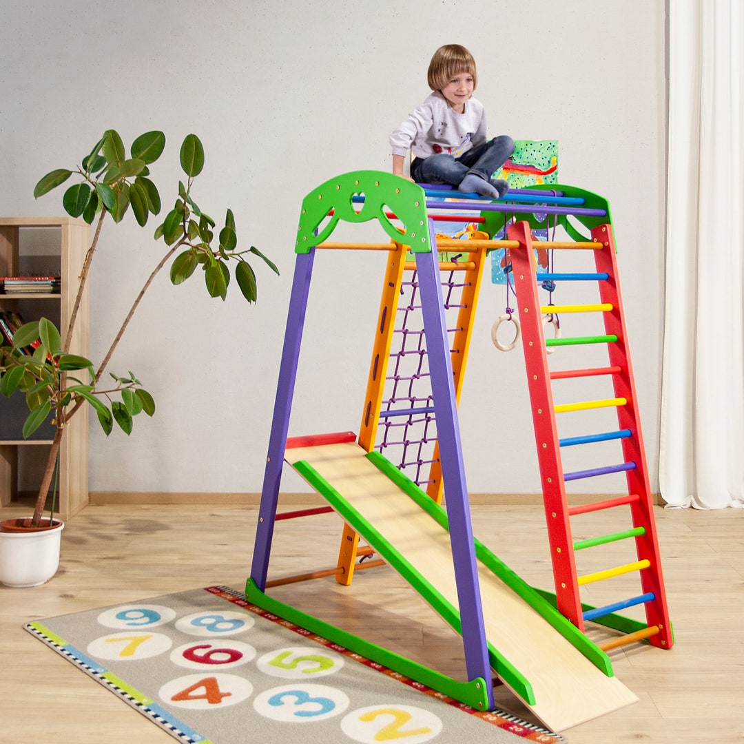 Kids Home Wooden Indoor Playground With Toboggan juniorcolor Play Sport ...