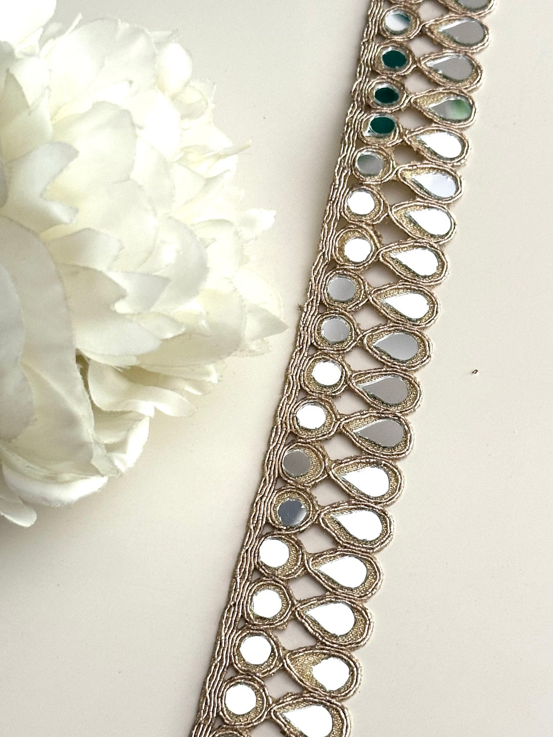 Tear Drop Real Mirror Trim 3cm by Yard Rose Gold Bridal Belt Wedding ...