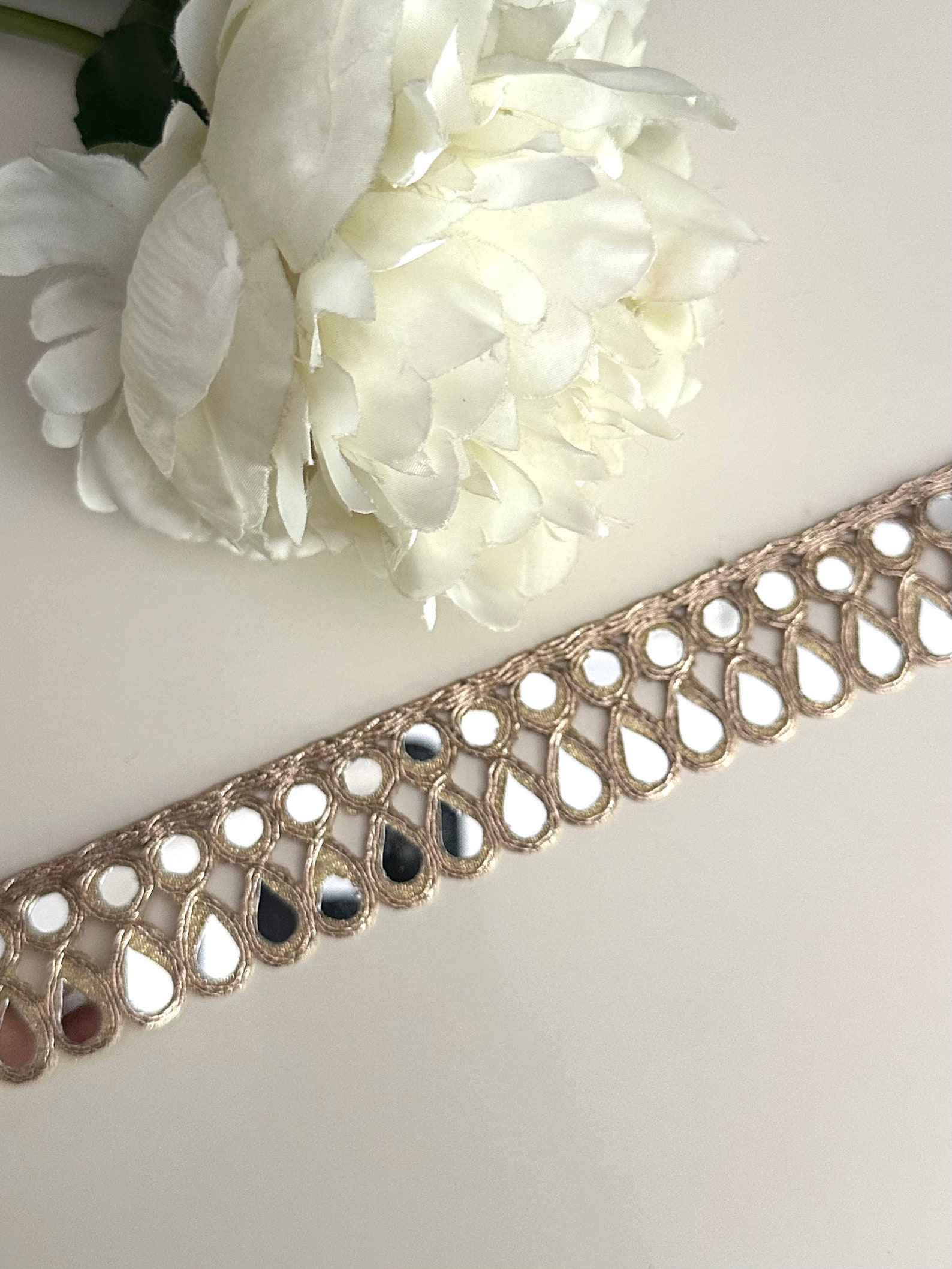 Tear Drop Real Mirror Trim 3cm by Yard Rose Gold Bridal Belt Wedding ...