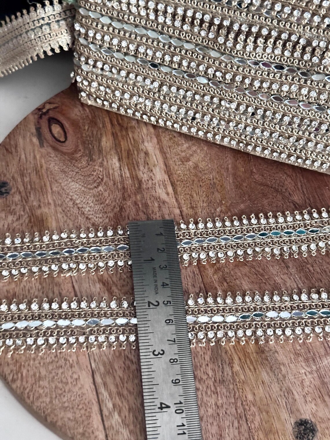 9 Yards Hand Embroidered Pearl Lace Trim Gold Cutdana Sequin Beaded ...