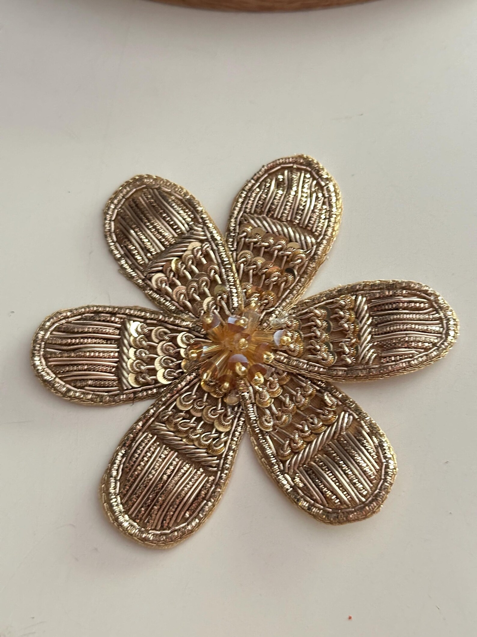 Handmade Gold Zardosi Applique: Indian Dabka Flower Patch - Etsy