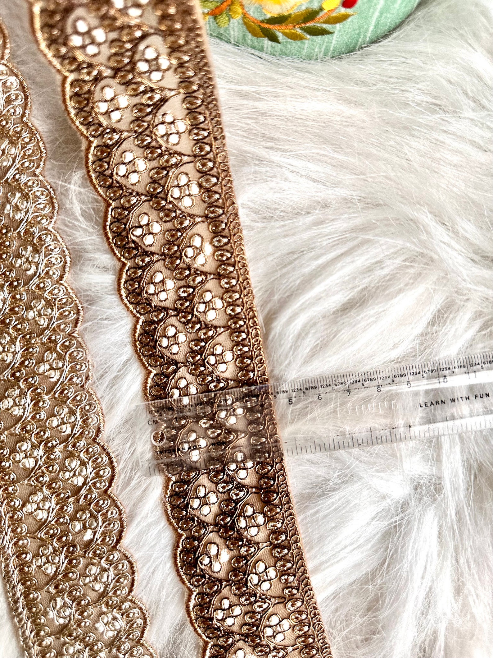 Zari Embroidered Threadwork Dabka Antique and Gold Indian Trim ...