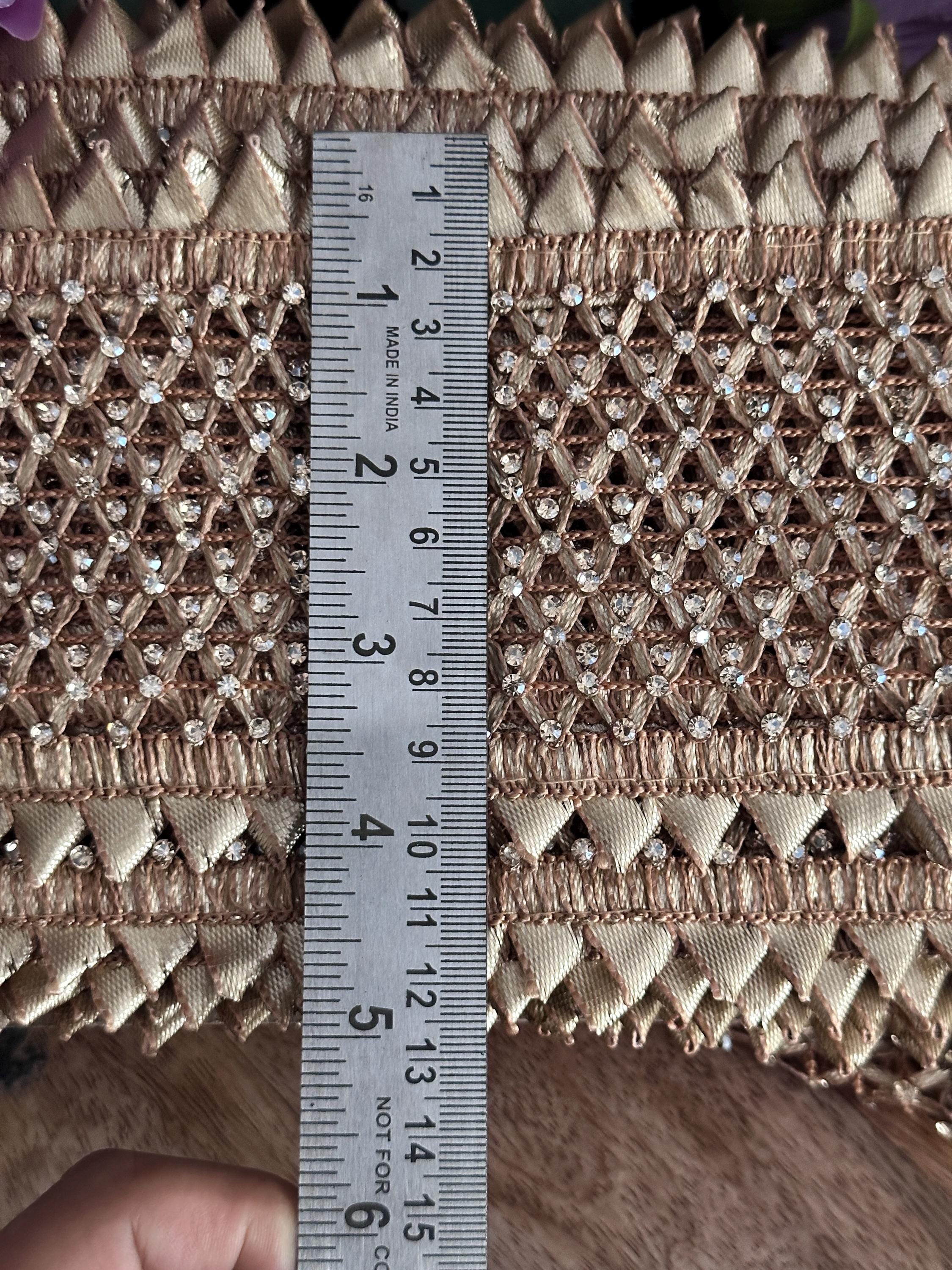 Gold Gota Patti Lace Trim With Beads & Sequins Indian Embroidery Ribbon ...