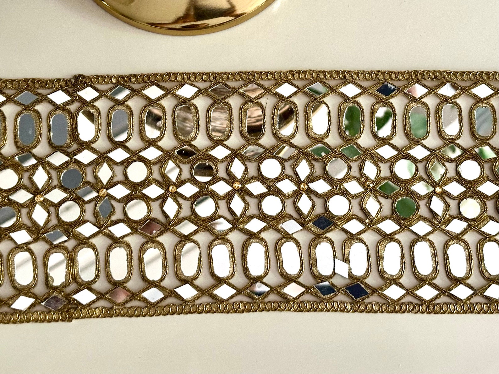 Broad Antique Gold Mirrorwork Lace Border Cutwork Glass Border for ...