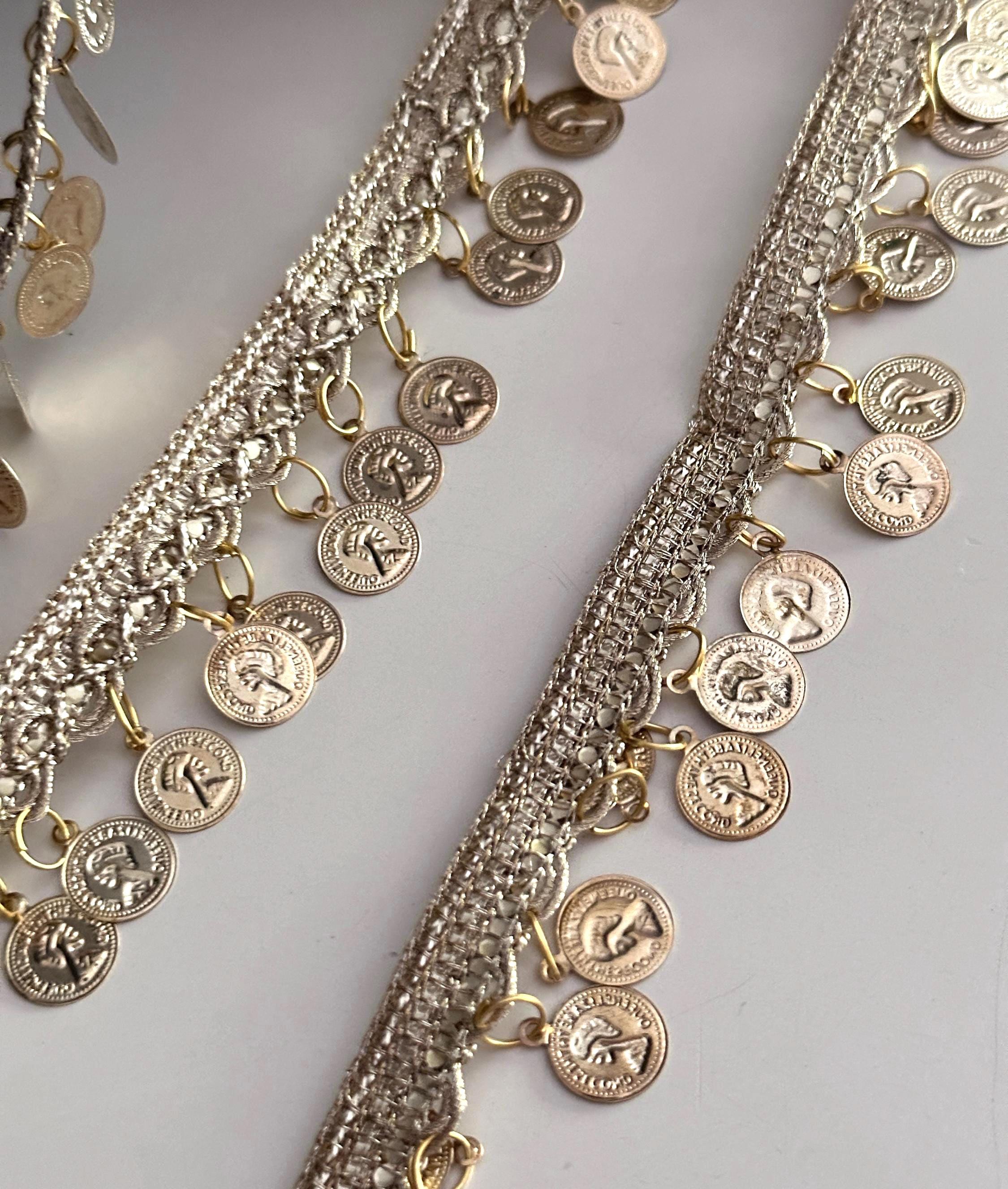 Gold Metal Coin Trim Lace for Belly Dance Boho Waist Belt Festival ...
