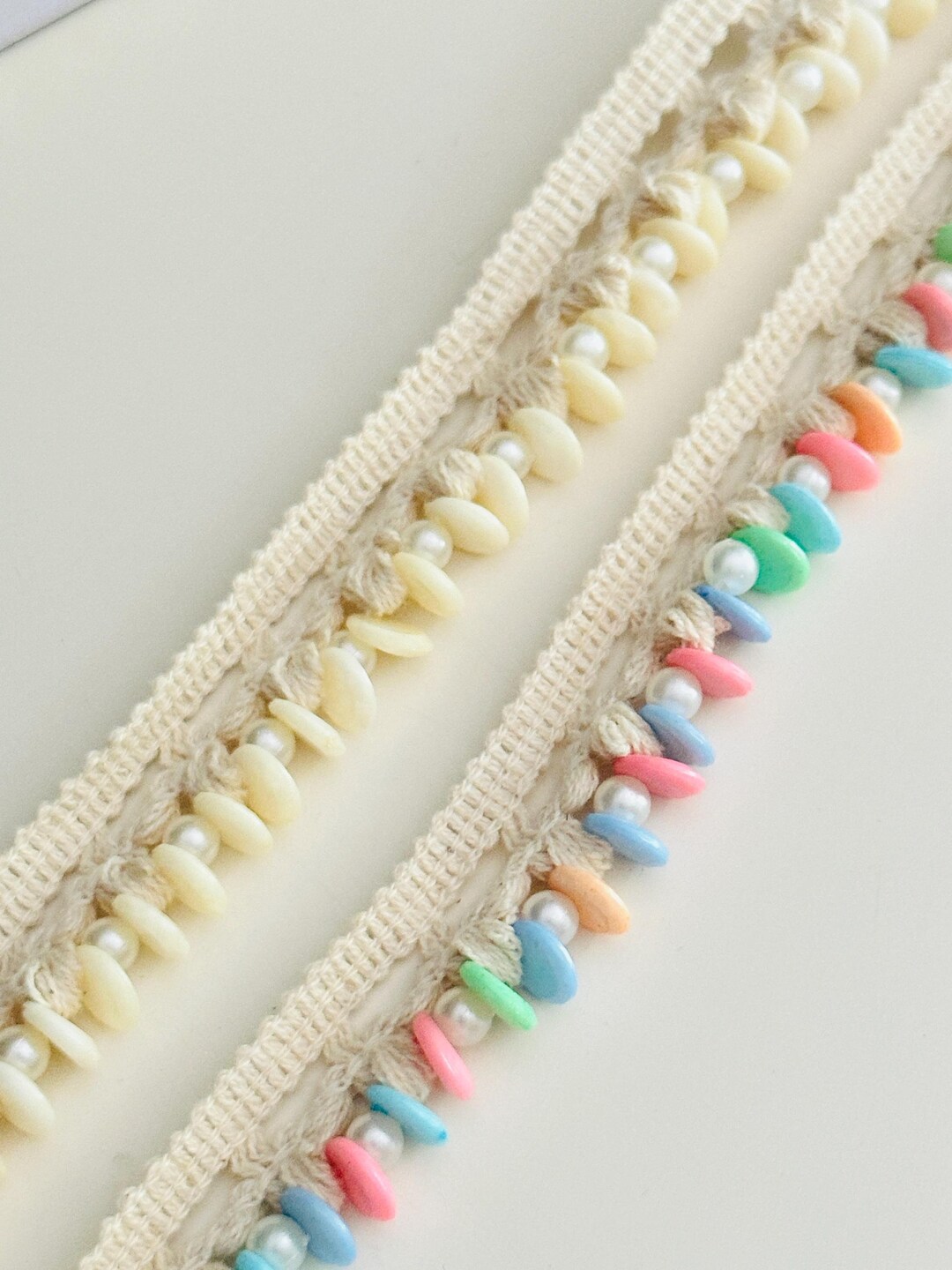 Pearl Stone Beaded Trim Edging Dupatta Lace Indian Embroidered Ribbon ...