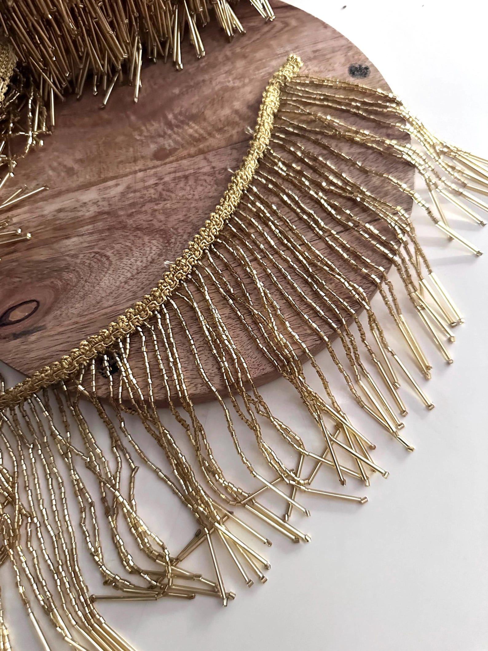 Gold Beaded Fringe Trim: Metallic Bugle Bead Tassel Border - 6 Inch - Etsy