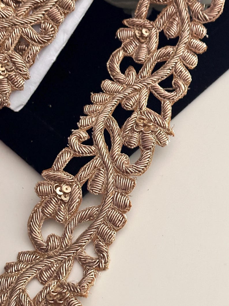 Gold Hand Embroidered Zari Dabka Trim 5cm Traditional Indian ...