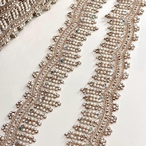 Exquisite Beaded Lace Pearl Zircon Scalloped Embroidery Lace for Bridal ...