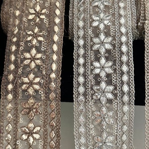 Hand-embroidered Gota Border Sheer Trim 5cm With Gold Zari Indian ...