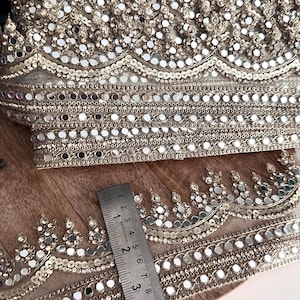Mirror Work Gold Lace Trim: Sequin Embroidered Indian Border (9cm) - Etsy