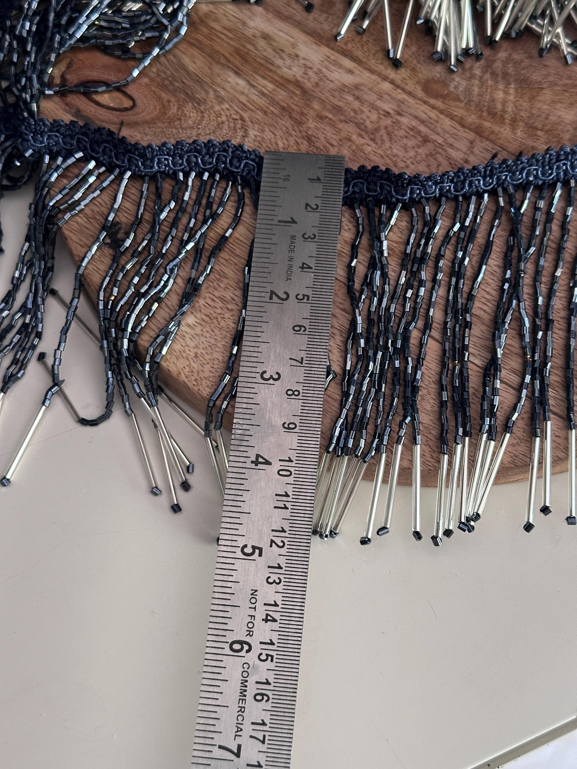Blue Beaded Fringe Trim: Silver Bugle Bead Tassel, 5.5 Inch - Etsy