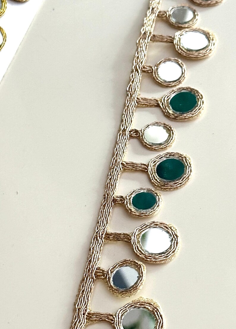 Gold Antique Round Mirror Trim 4.5 Cm Wide Cutwork Sari Border Indian ...