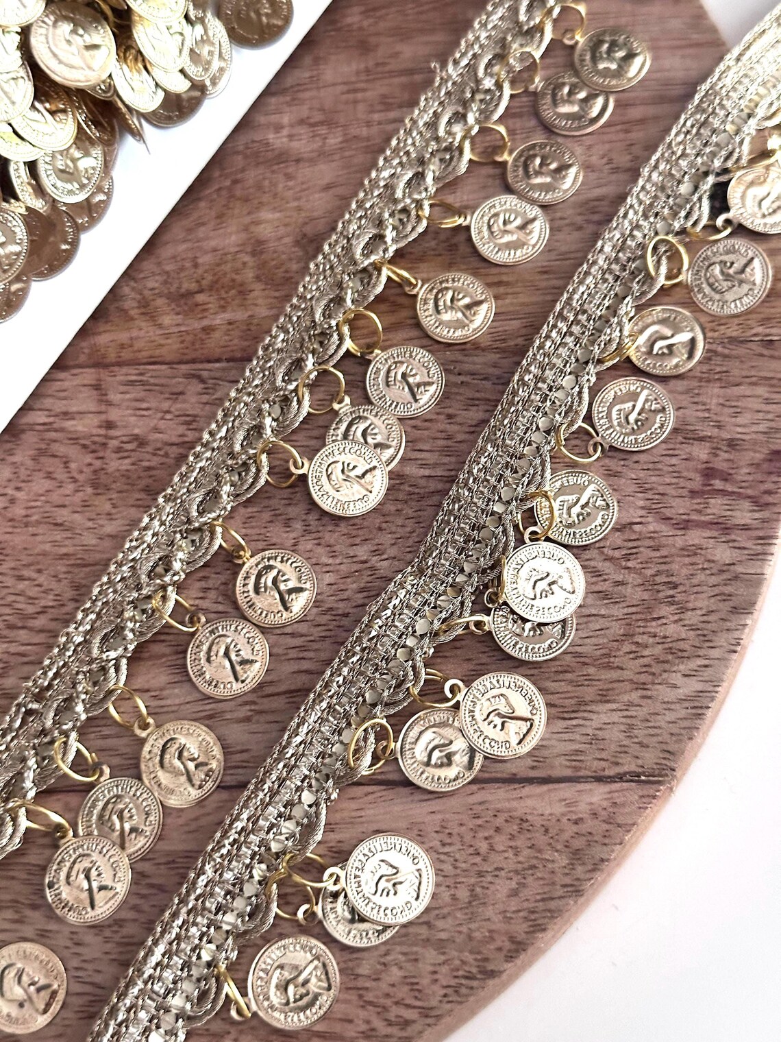 Gold Metal Coin Trim Lace for Belly Dance Boho Waist Belt Festival ...