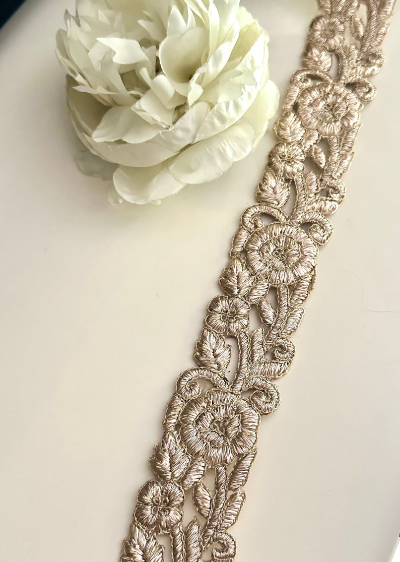 Rose Gold Cutwork Dabka Border Handmade Zari Threadwork Indian Trim ...