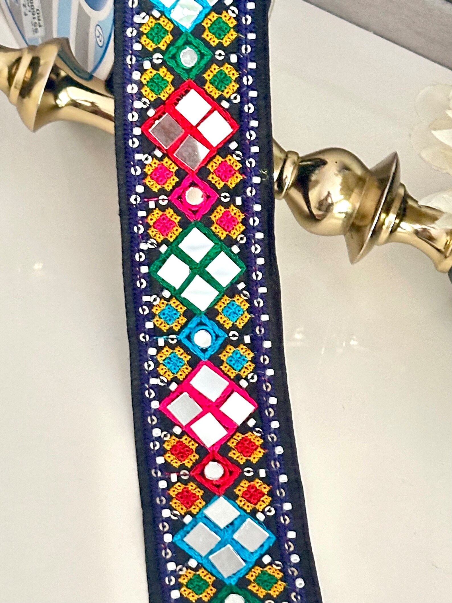 Black Embroidered Multi Colour Mirror Lace Trim Indian Trim Dupatta ...