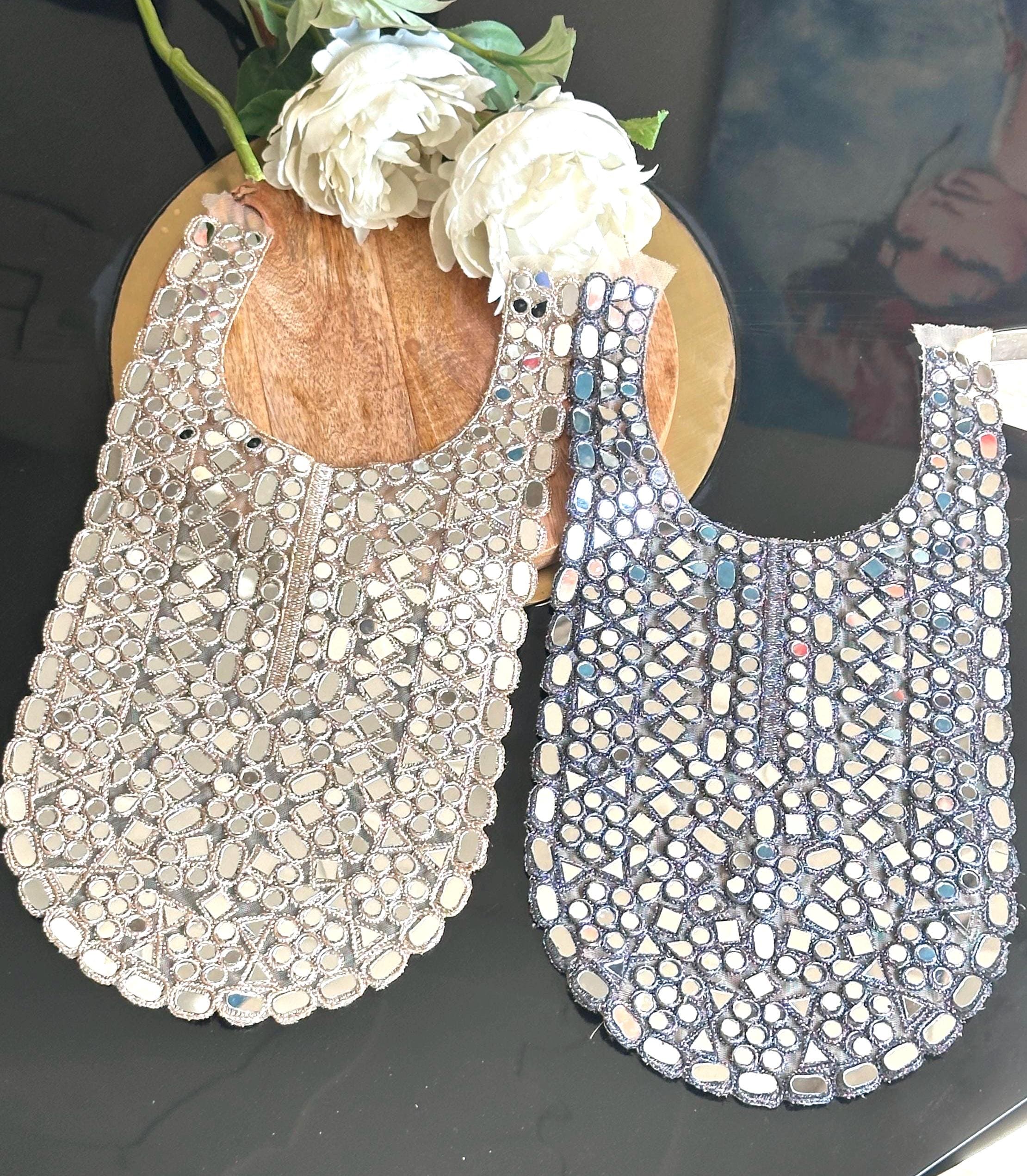 Handmade Mirror Work Neck Applique Indian Boho Chic Neck Patch ...