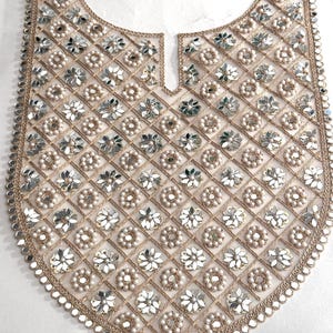 Floral Embroidery Applique Sew on Neckline Patch Mirror Pearl Stone ...