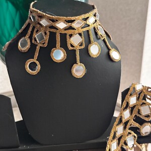 Mirror Belt Gold Hand Crafted Trim 7cm Suspended Mirror Band for Kaftan ...