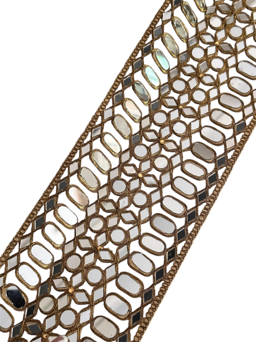 Broad Antique Gold Mirrorwork Lace Border Cutwork Glass Border for ...