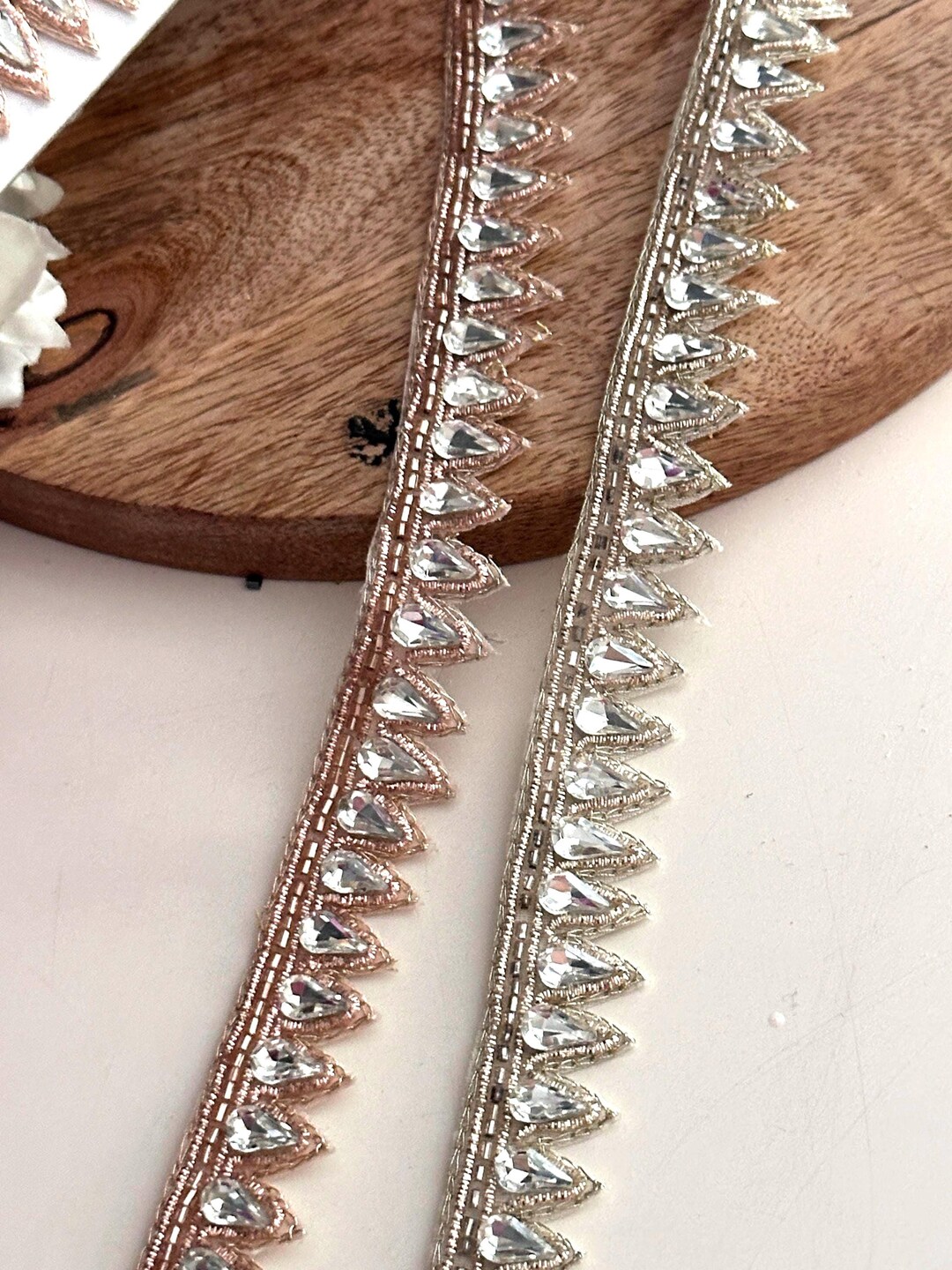 Sparkly Crystal Lace Edging Sewing Trim for Wedding Costume Dress Veil ...