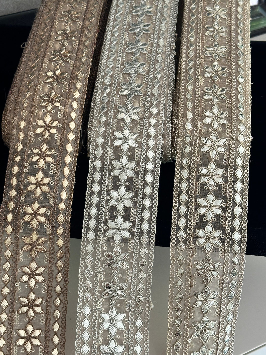 Hand-embroidered Gota Border Sheer Trim 5cm With Gold Zari Indian ...