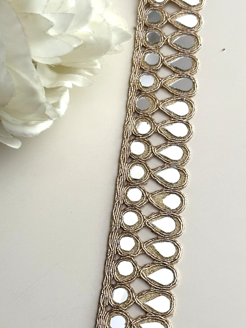 Tear Drop Real Mirror Trim 3cm by Yard Rose Gold Bridal Belt Wedding ...