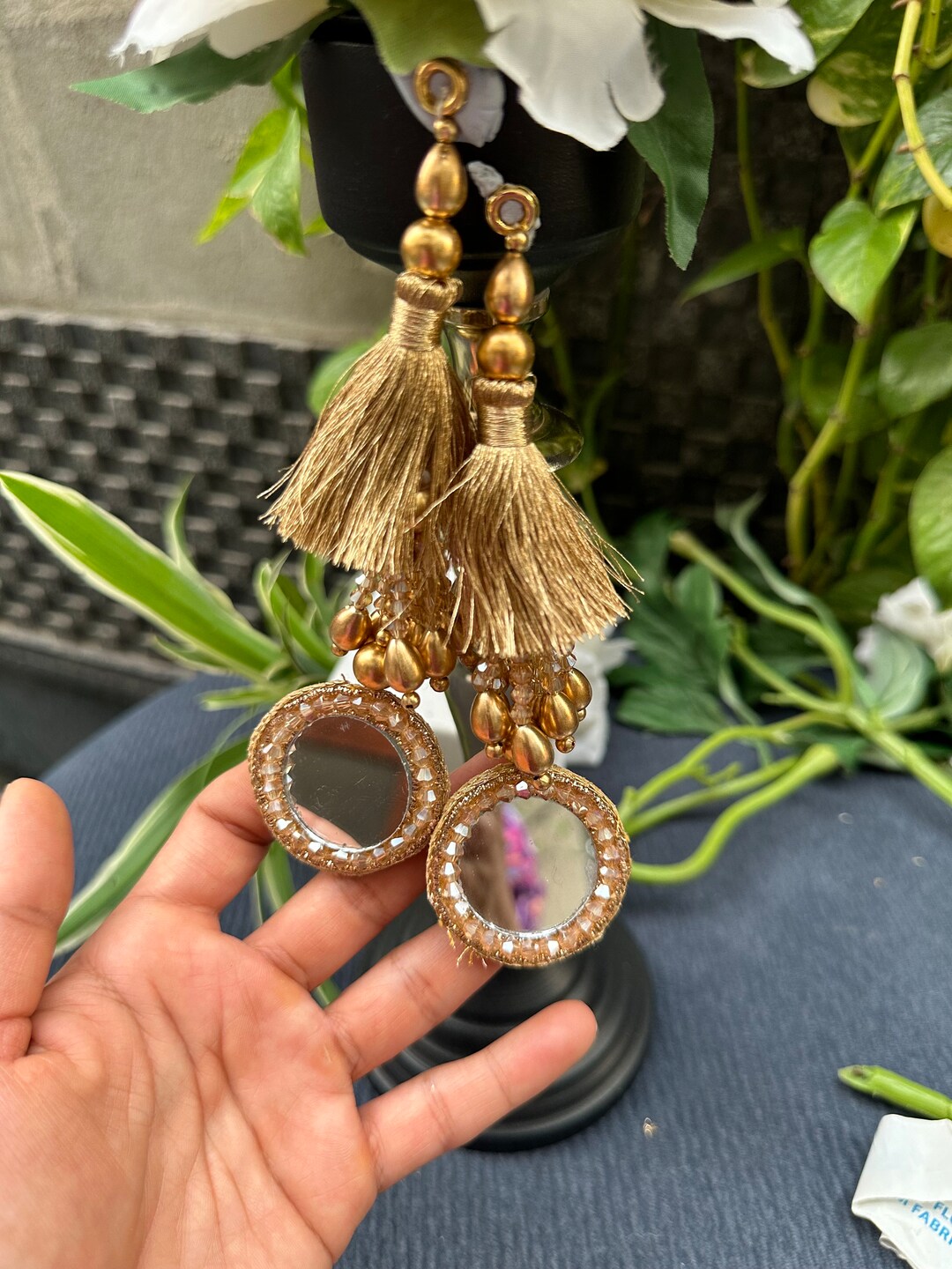 Gold Mirror Hanging Tassel Multi String Latkan Decorative Tassel 1pair ...