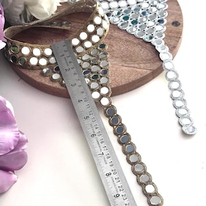 Hand Embroidered Mirror Work Neck Applique Boho Silver & Gold Body ...