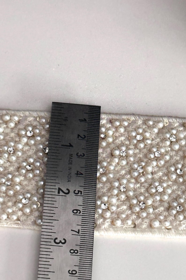 Pearl and Rhinestone Beaded Trim 2 Inch Wide Luxury Bridal Ribbon ...