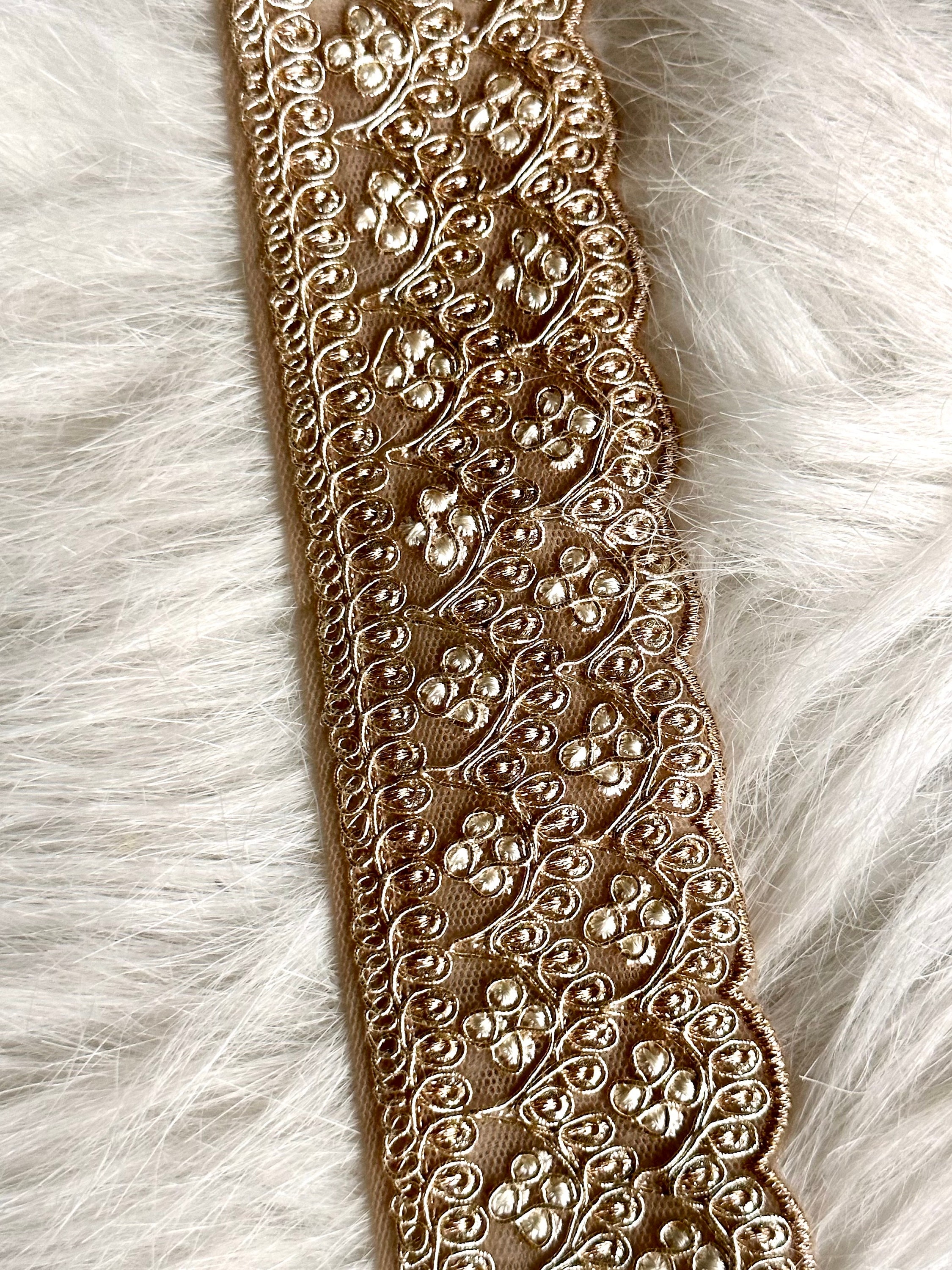 Zari Embroidered Threadwork Dabka Antique and Gold Indian Trim ...