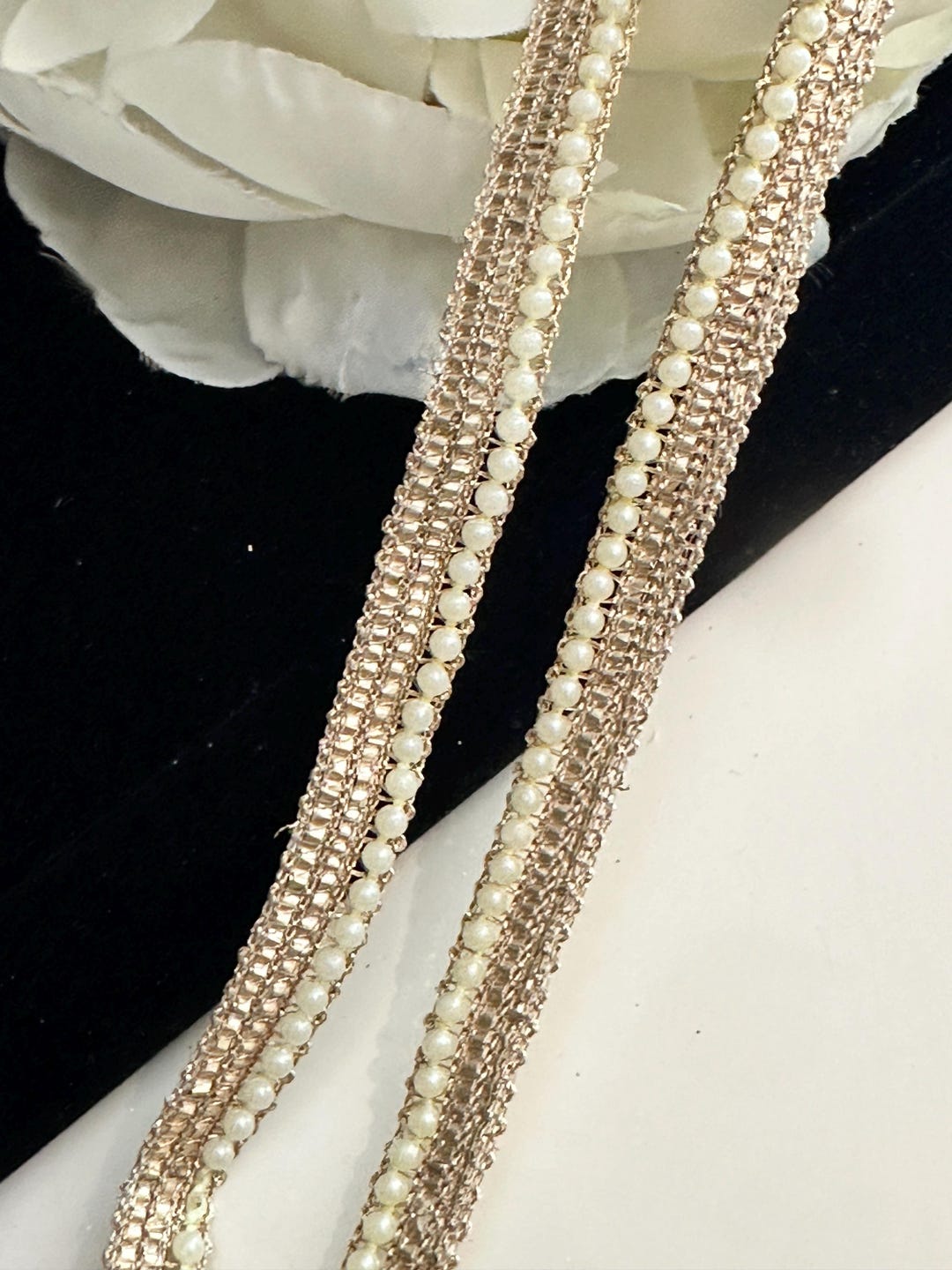 Pearl Seed Indian Lace Gold Edging Crafting Lace Thin 0.5cm Sari ...