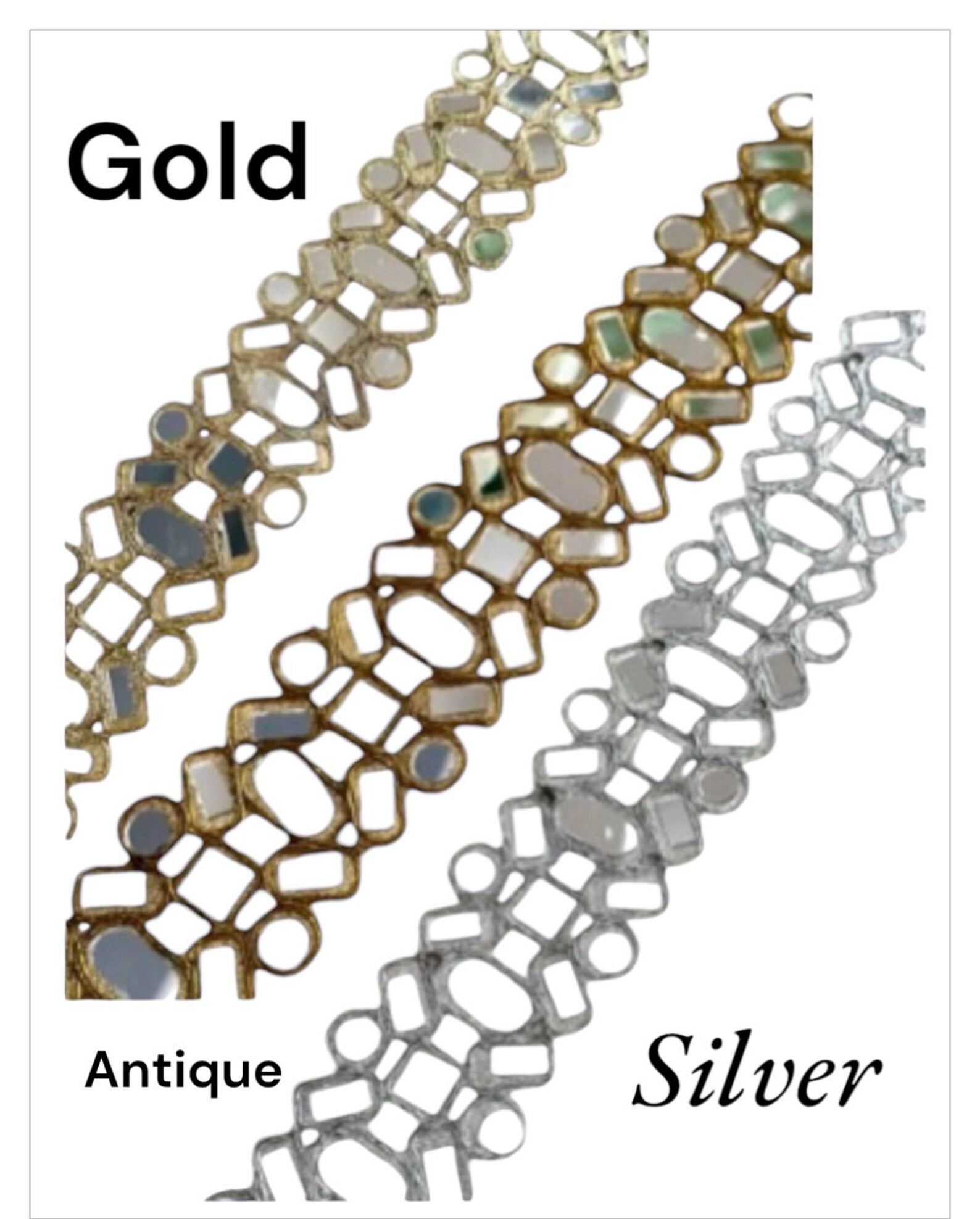 Symmetric Mirror Belt Pattern Old Gold Antique Geometric Cutwork ...