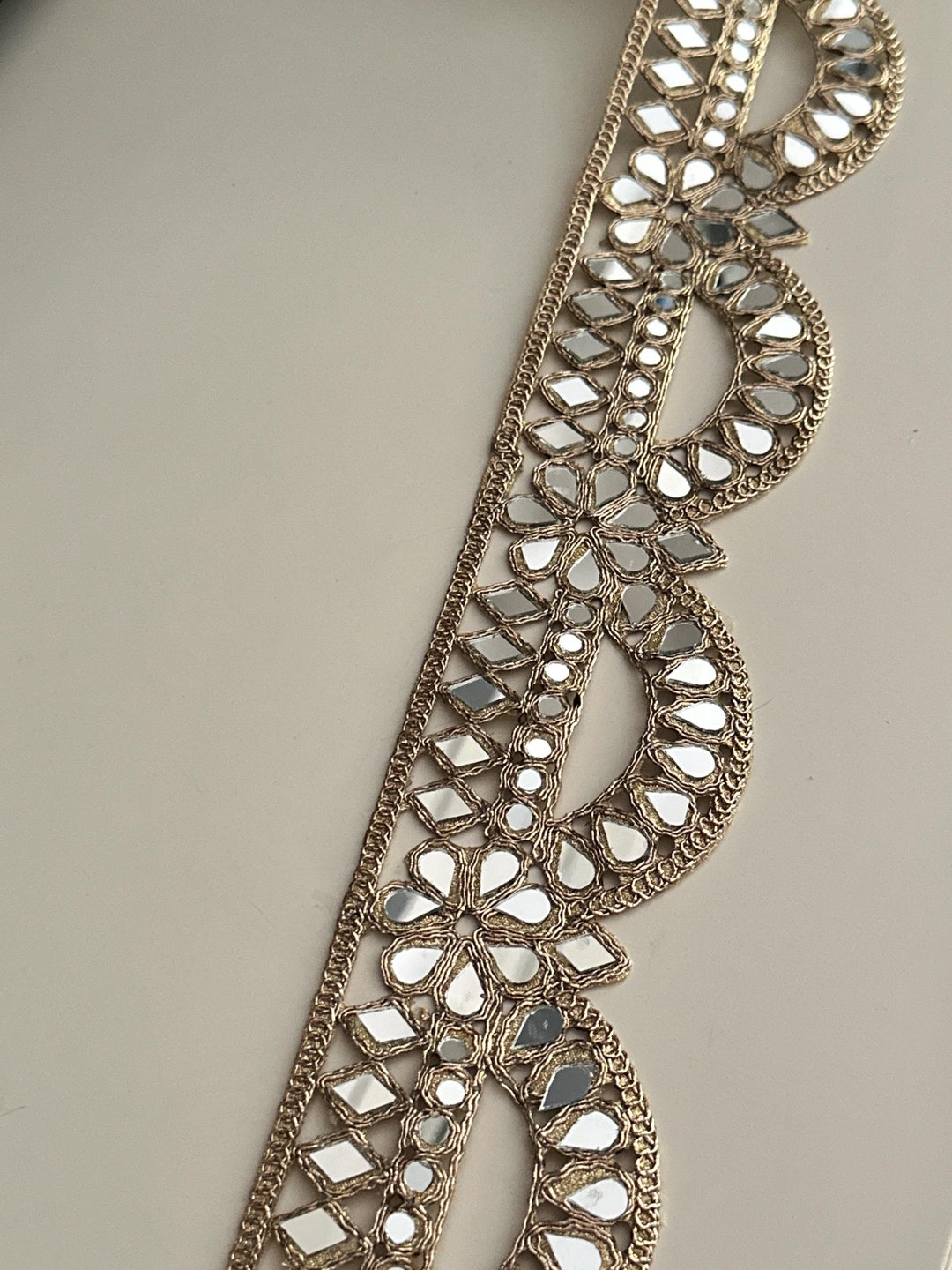 7cm Rose Gold Indian Mirror Cutwork Broad Border Indian Dress ...