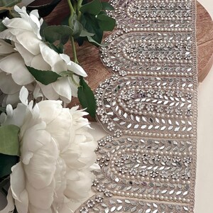 Indian Handmade Wedding Veil Border Lace With Pearl and Zircon Stone ...