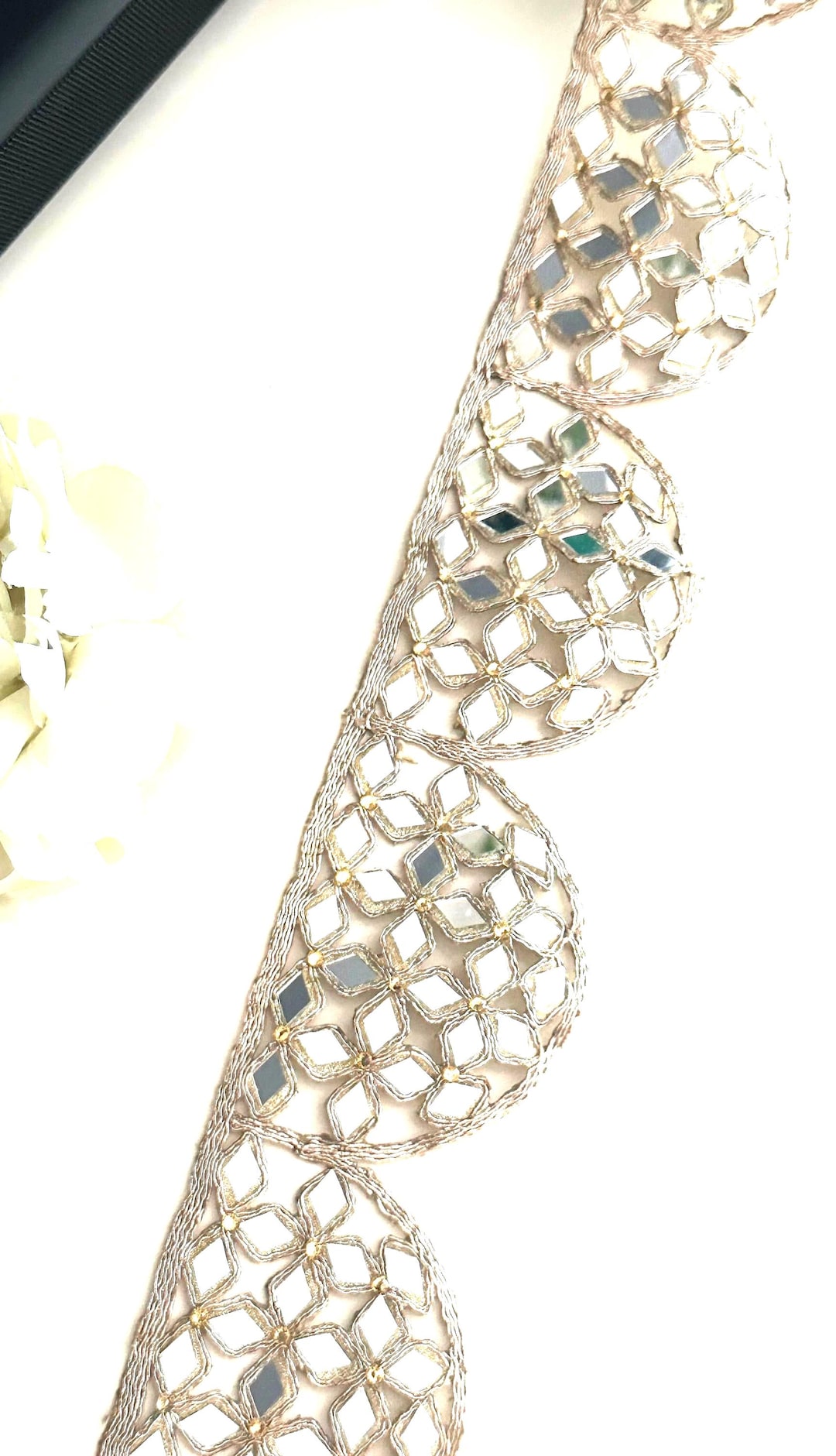 Mirror Work Border 7cm Scallop Rose Gold Hand Crafted for Mirror Belt ...