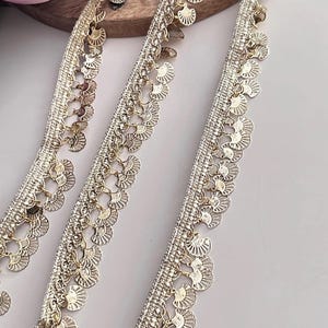 Gold Coin Metal Suspended Shell Lace Trim Boho Crafting Lace for ...