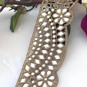 Broad Belt Dull Gold 7cm Scallop Mirror Trim Glamourous Indian ...