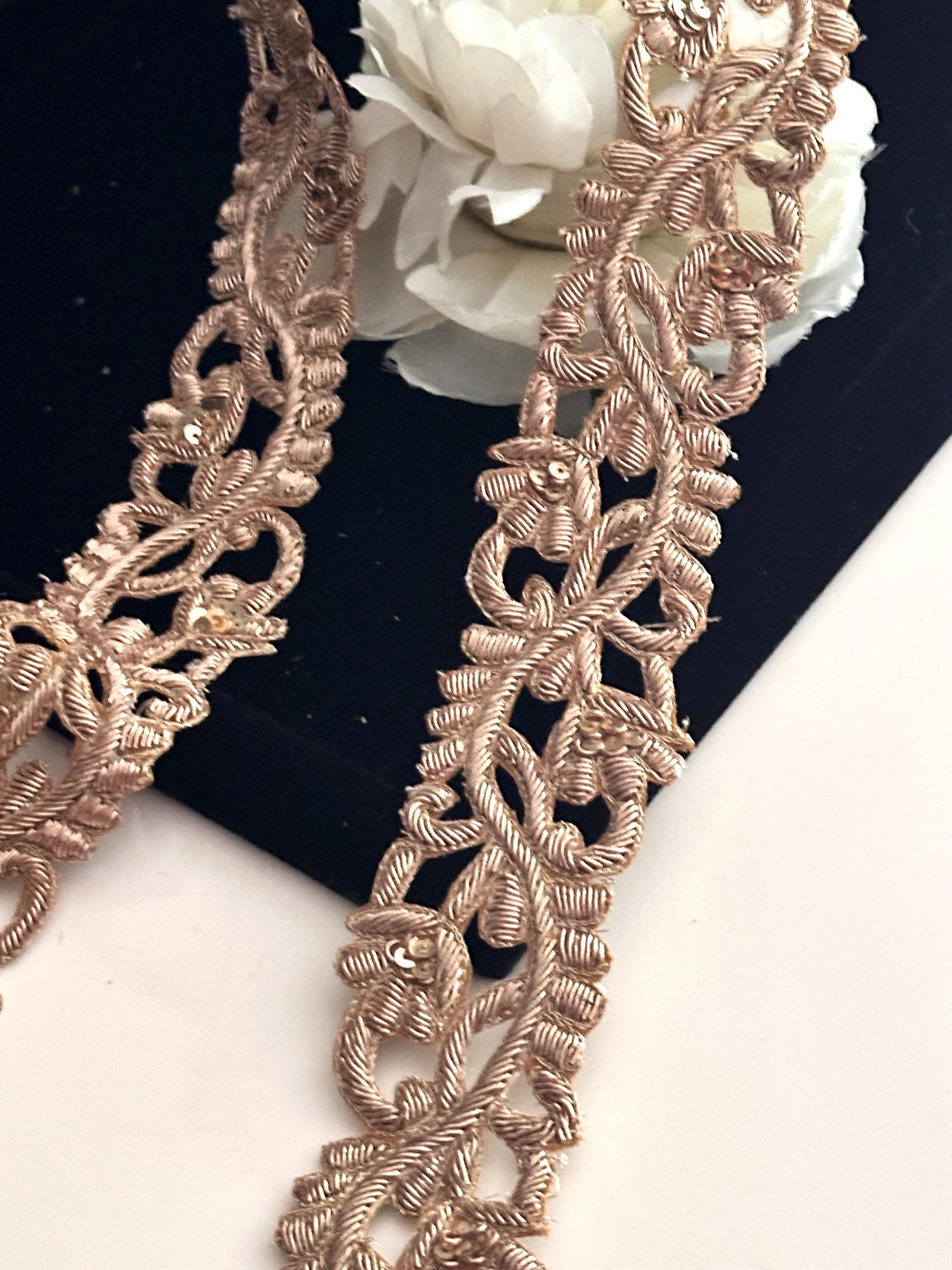 Gold Hand Embroidered Zari Dabka Trim 5cm Traditional Indian ...
