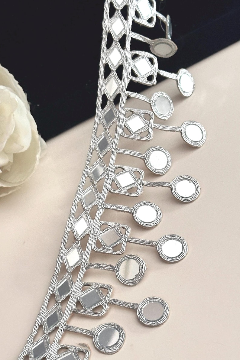 Mirror Trim 7cm Silver Hand Crafted Mirror Band Suspended Mirror Belt ...