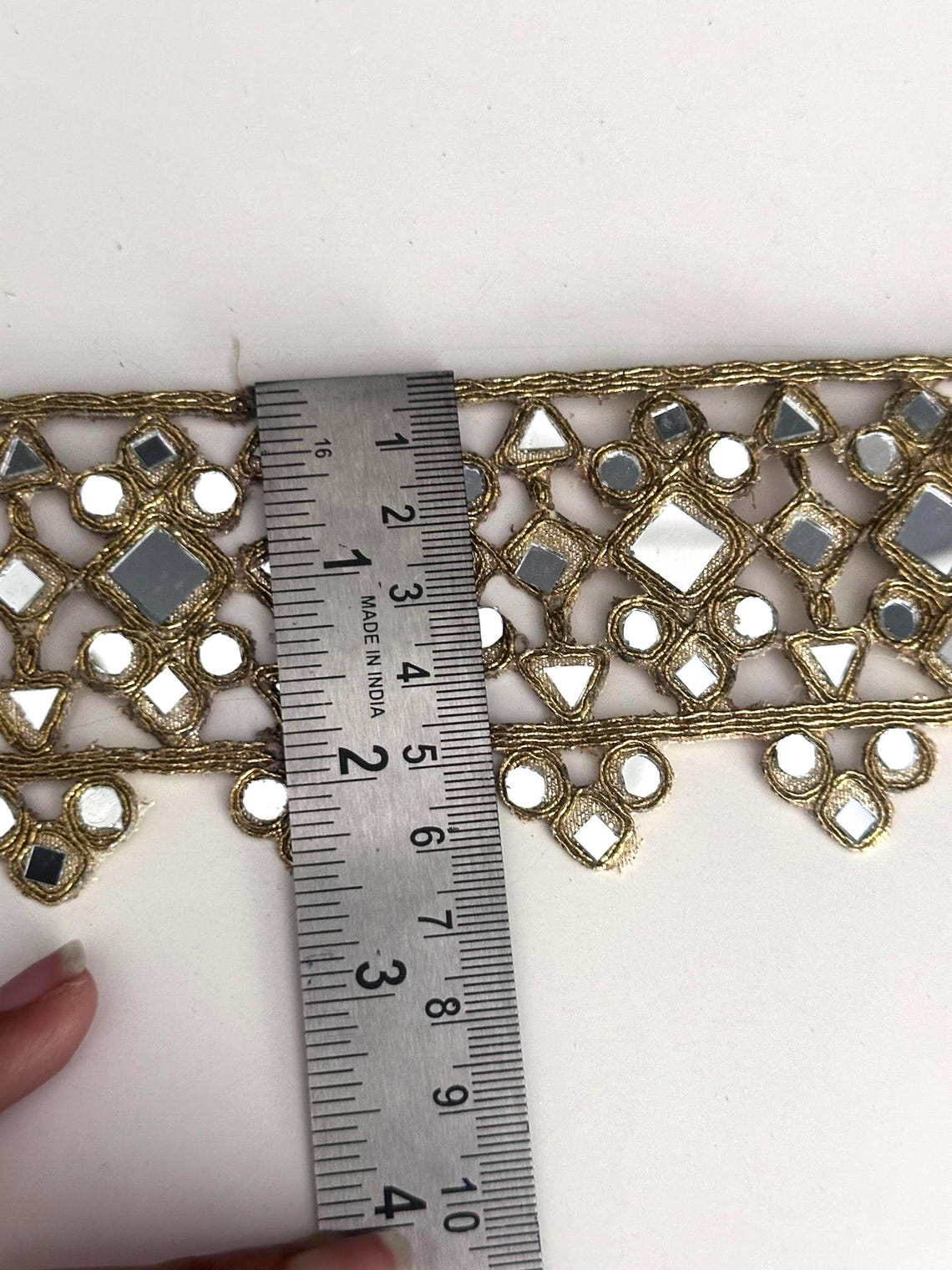 Mirror Work Lace Trim Gold Embroidery Ribbon With Shisha for Sewing ...
