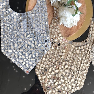 Handmade Mirror Work Neck Applique Indian Boho Chic Neck Patch ...