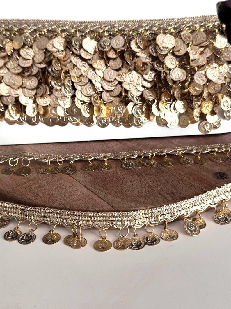 Gold Metal Coin Trim Lace for Belly Dance Boho Waist Belt Festival ...