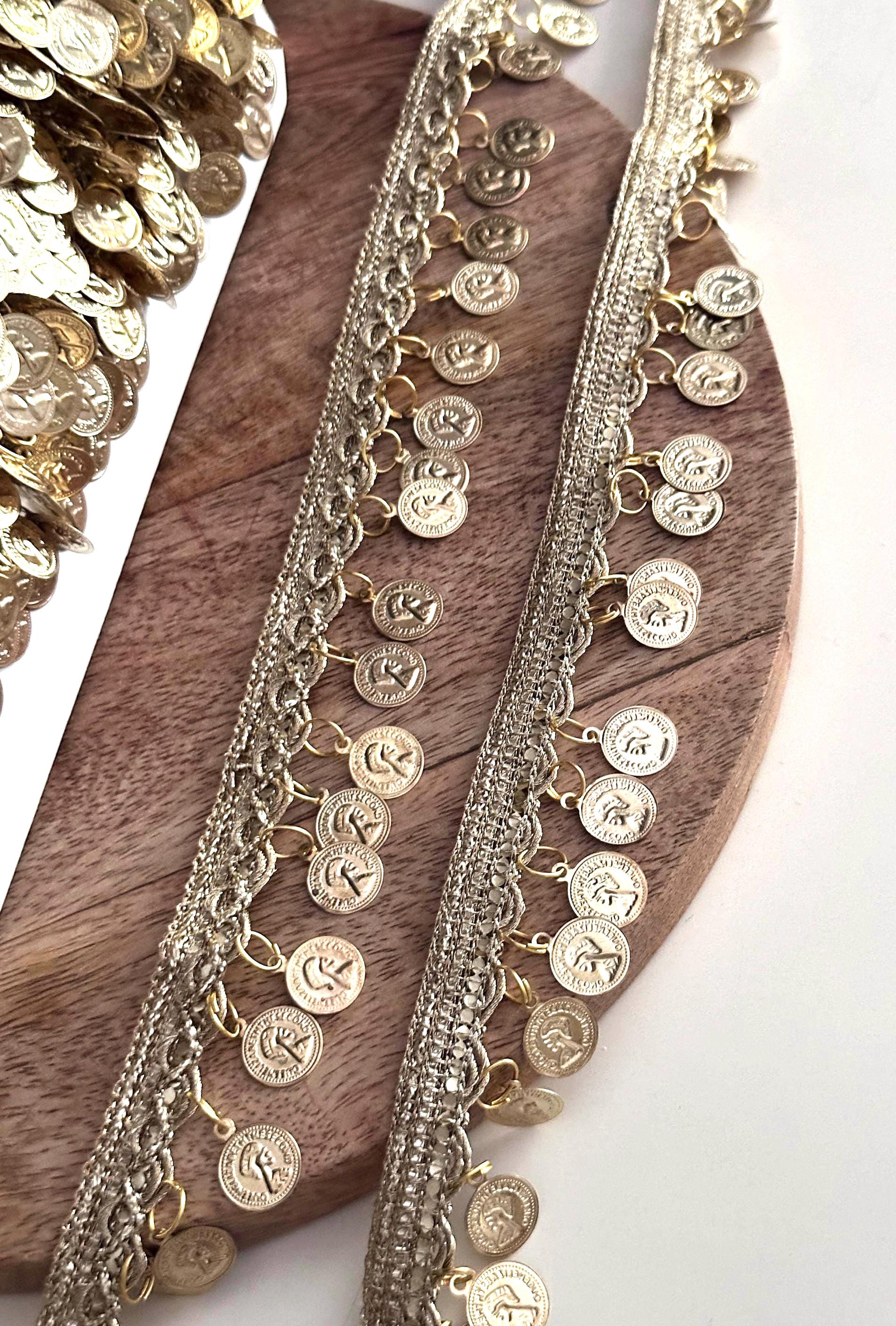 Gold Metal Coin Trim Lace for Belly Dance Boho Waist Belt Festival ...