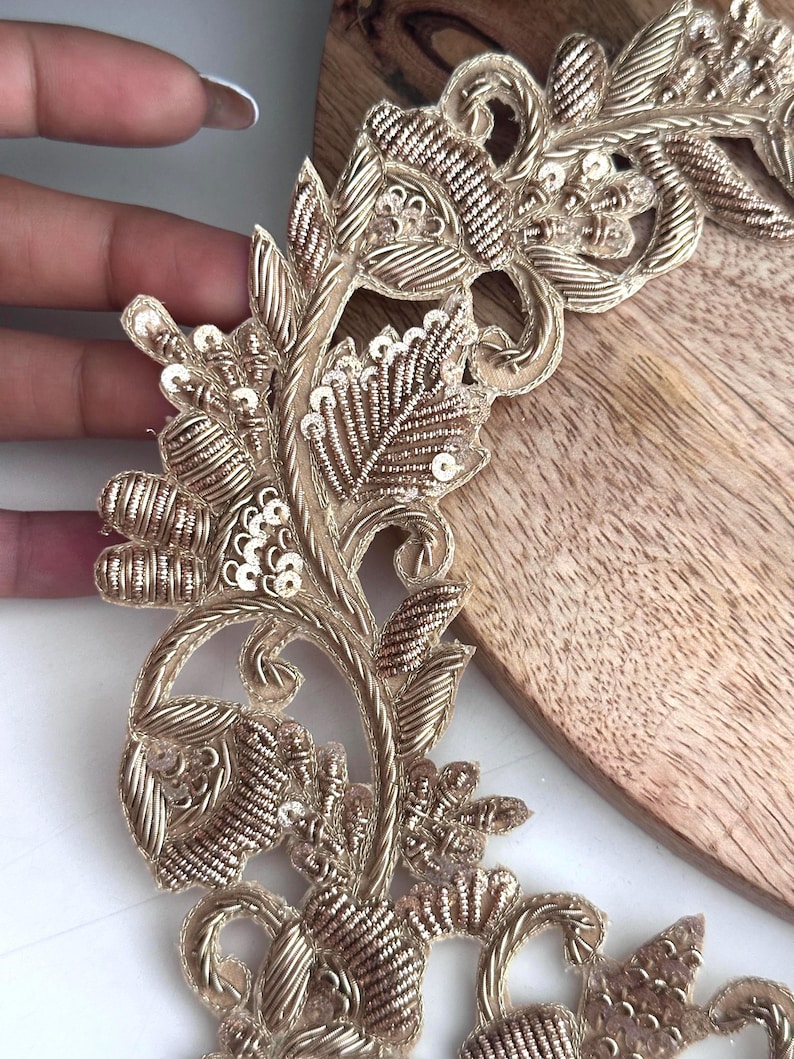 Hand Embroidered Zardozi Neck Patch Gold Applique for Necklines ...