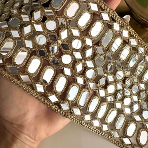 Broad Antique Gold Mirrorwork Lace Border, Cutwork Glass Border for ...