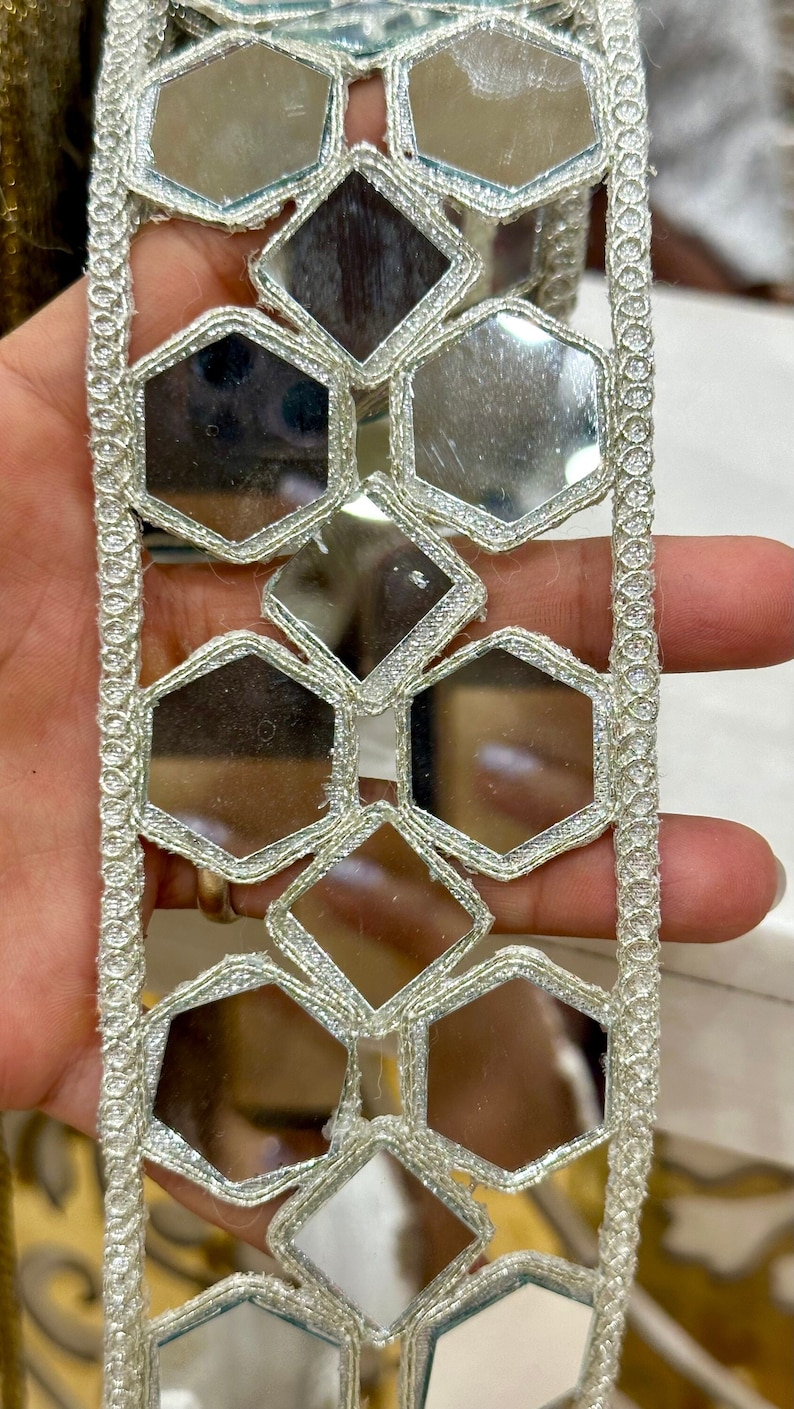 5cm Big Mirror Hand Crafted Geometric Mirrorwork Indian Glamourous ...