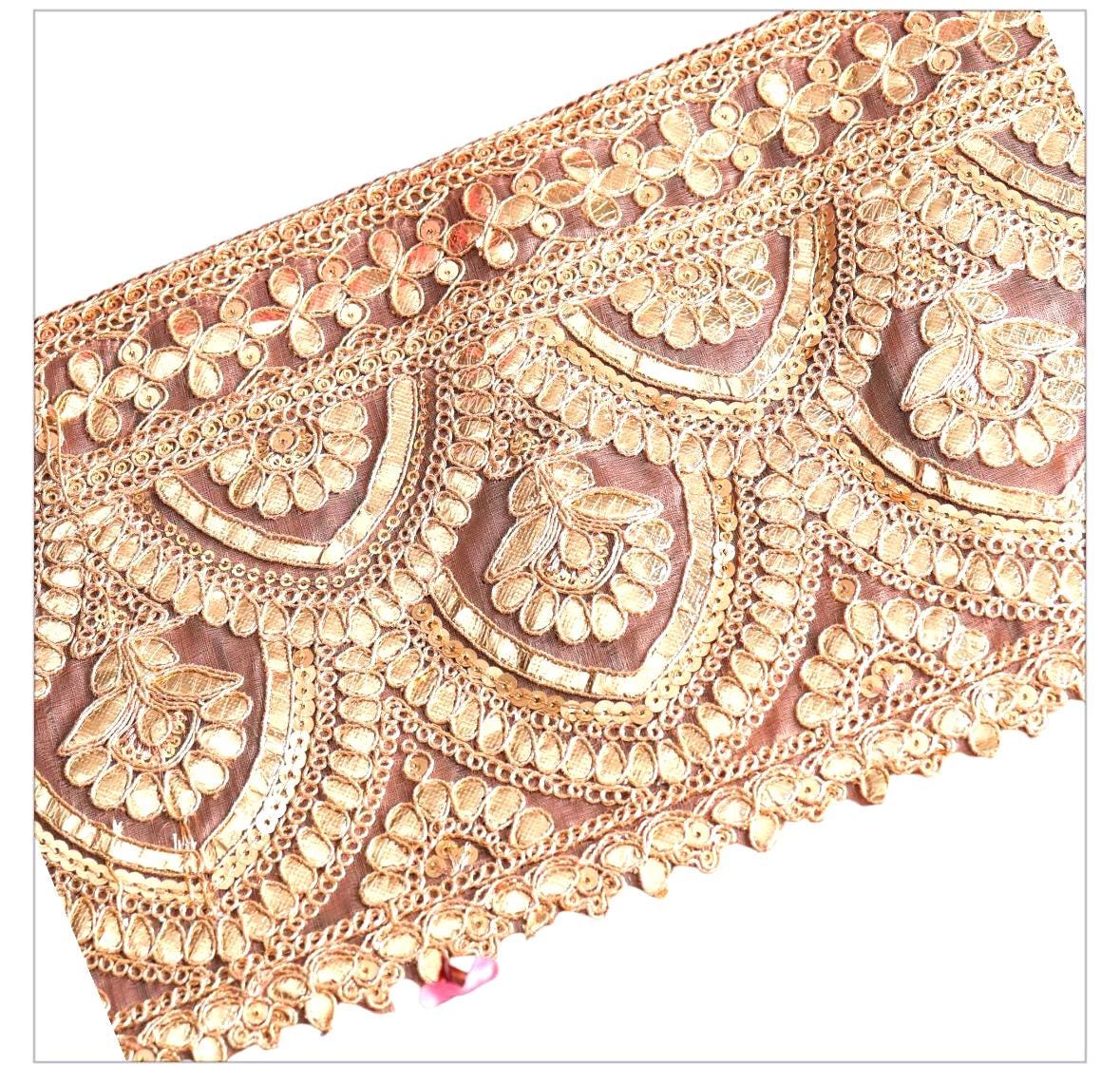 Gold Gota Patti Lace Border Broad Indian Saree Border Bridal Dress Lace ...
