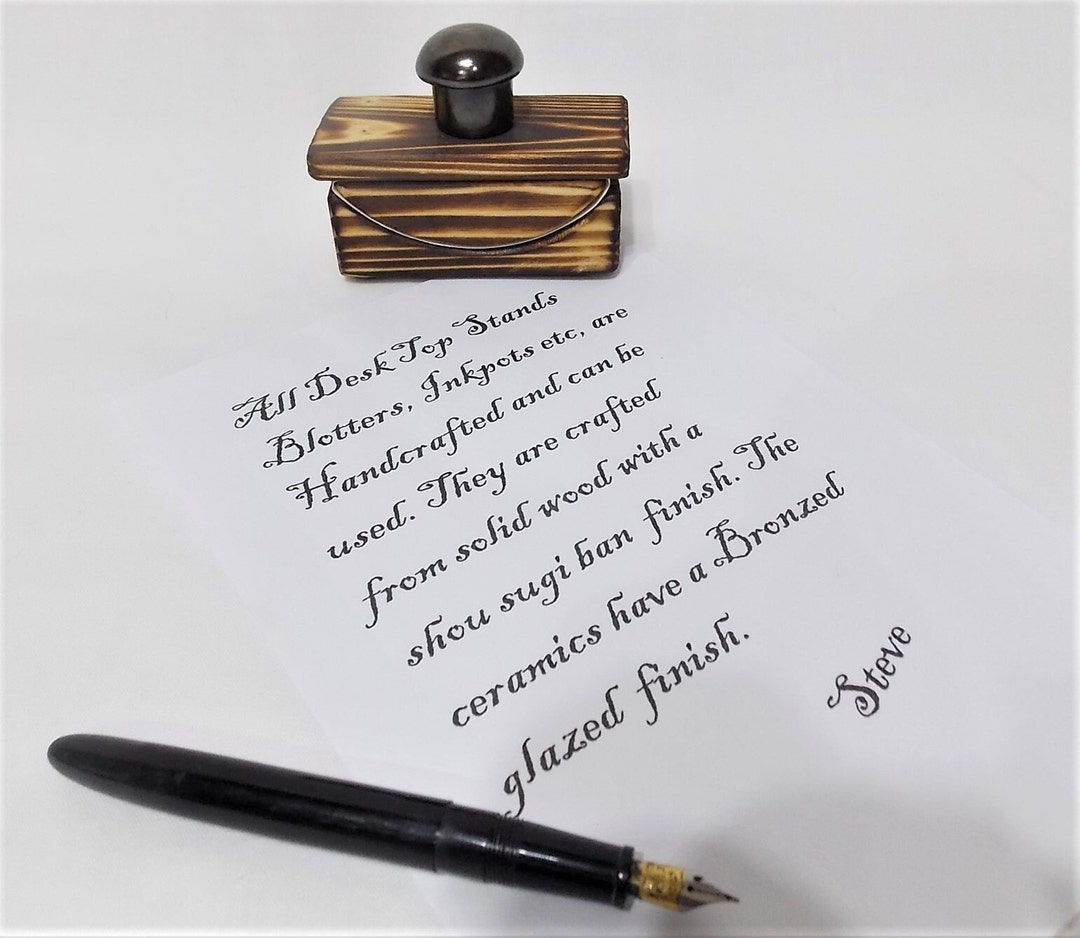 MINI Small Ink Blotter on Stand Desk Top Ink Fountain Dip Pen ...