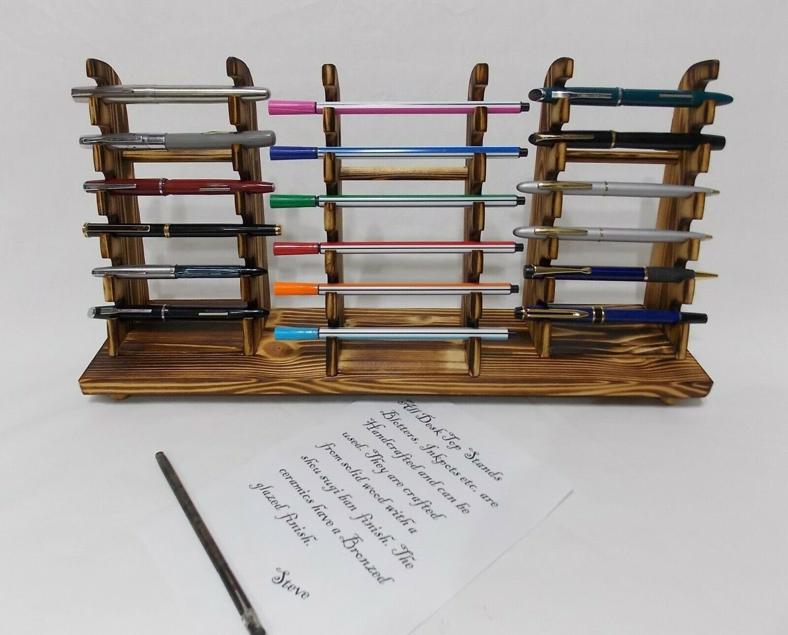 Pen Stand Rack Holder Desk Top Ink Fountain Pen Etc Display Stand Holds ...